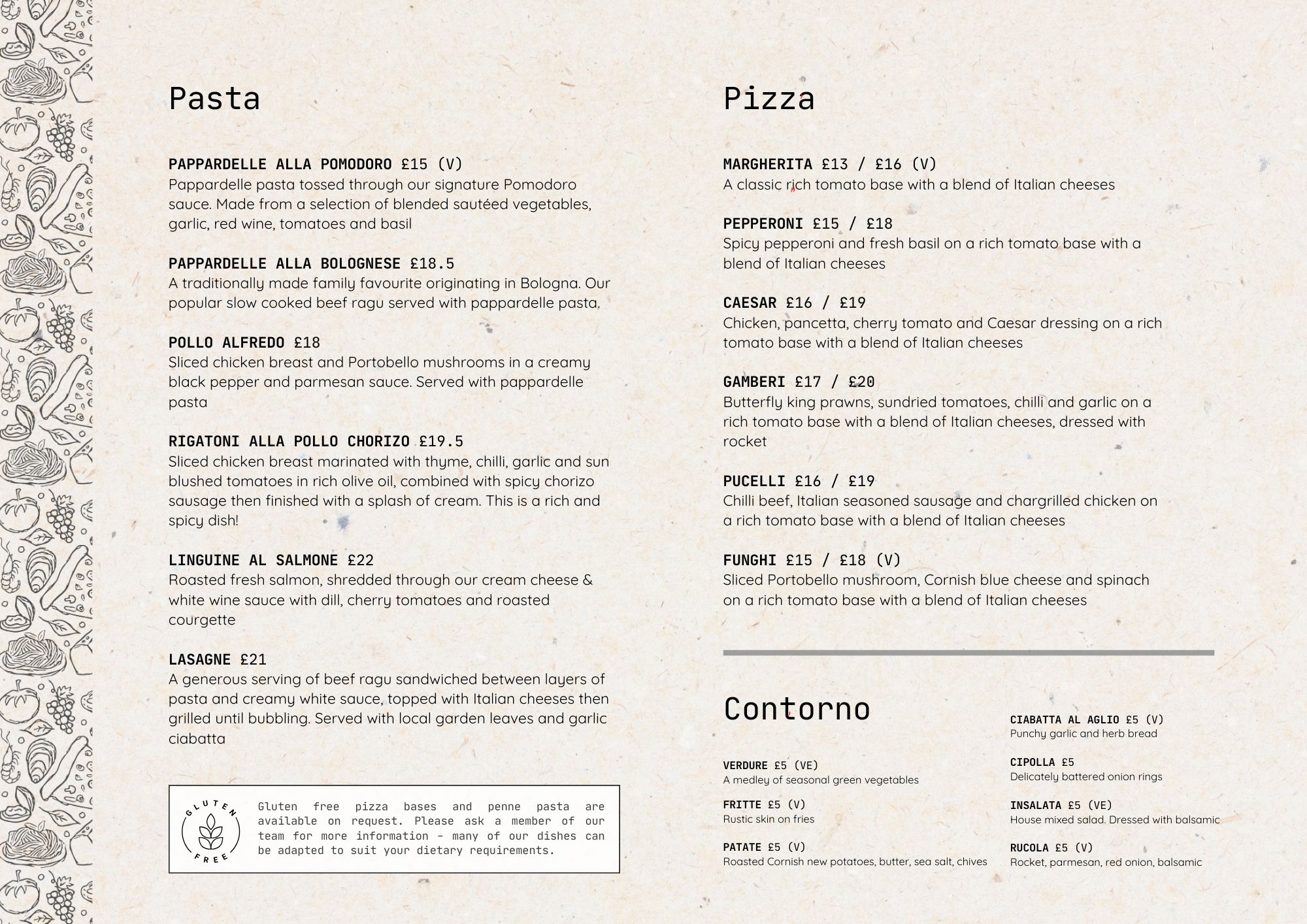 Menu – Pucelli's Padstow